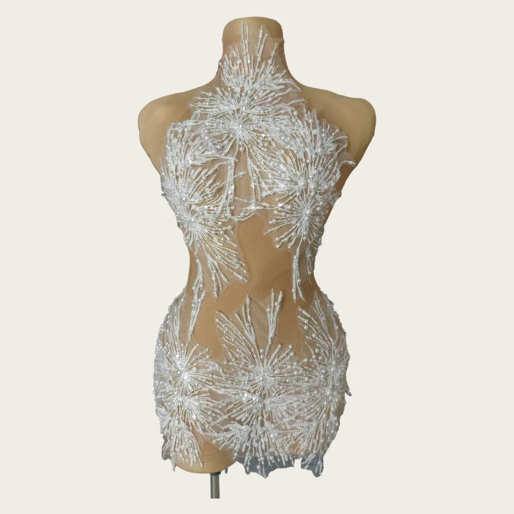 Sexy-Mesh-Transparent-Singer-Beading-Glitter-Short-Dress-Fashion-Women ...