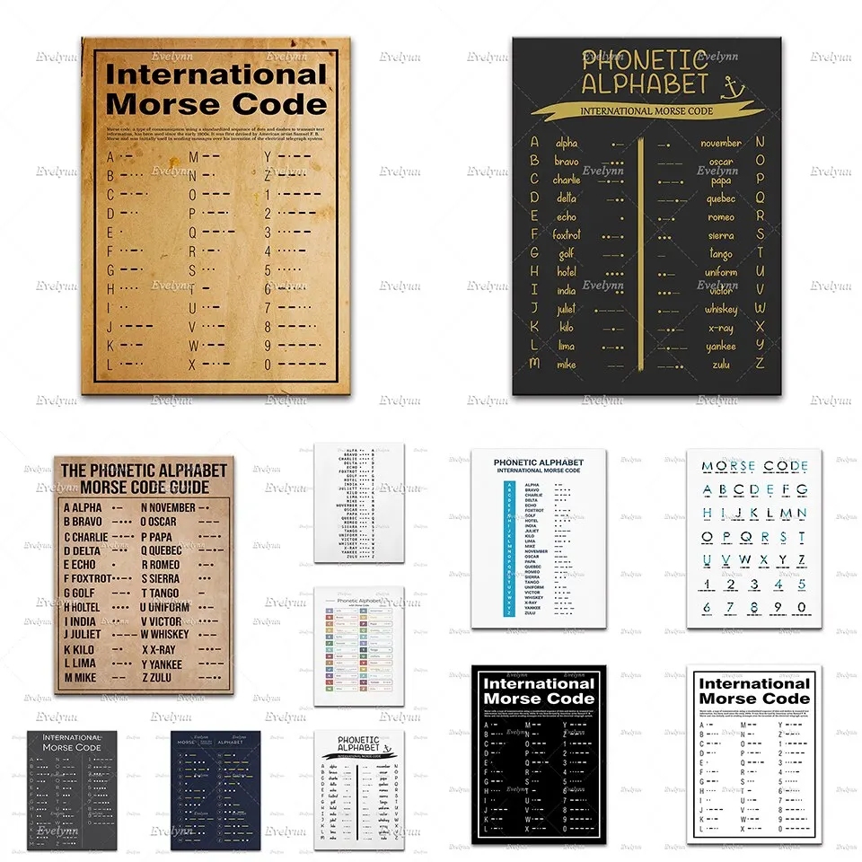 International Morse Code Guide Canvas Wall Art Phonetic Alphabet Poster ...