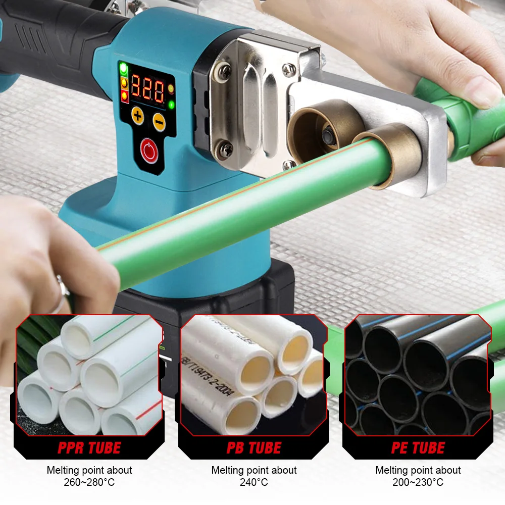 Csőhegesztőgép 1400W 20-50 Mm-Es Csőforrasztás Műanyag Hegesztés Pp/Ppr/Pb/Pe Cső Fűtés Forró ...