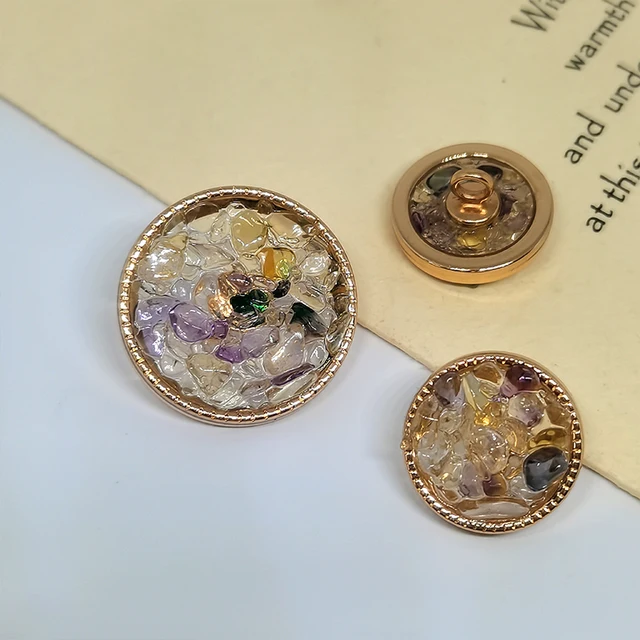 17.5/23/25MM Luxury Purple Stone Beaded Decor Buttons Of Clothing ...