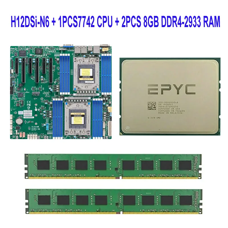 Placa base para Supermicro H12DSi-N6, procesador de CPU AMD EPYC 7742 ...