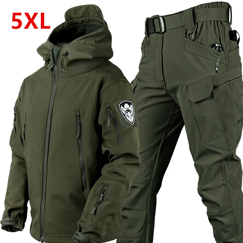 2023-Army-SoftShell-Tactical-Waterproof-Jackets-Set-Hood-Coat-Fishing ...