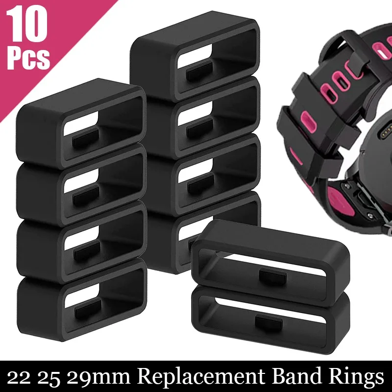 Black-Watchband-22-25-29mm-Strap-Loop-Rings-Retainer-Silicone-Watch ...