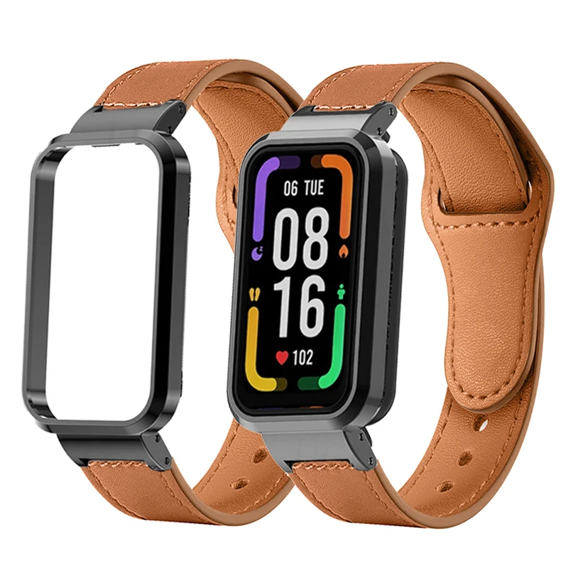 Leather-Strap-For-Redmi-Band-Pro-Smart-Band-Bracelets-Metal-Cover-For ...
