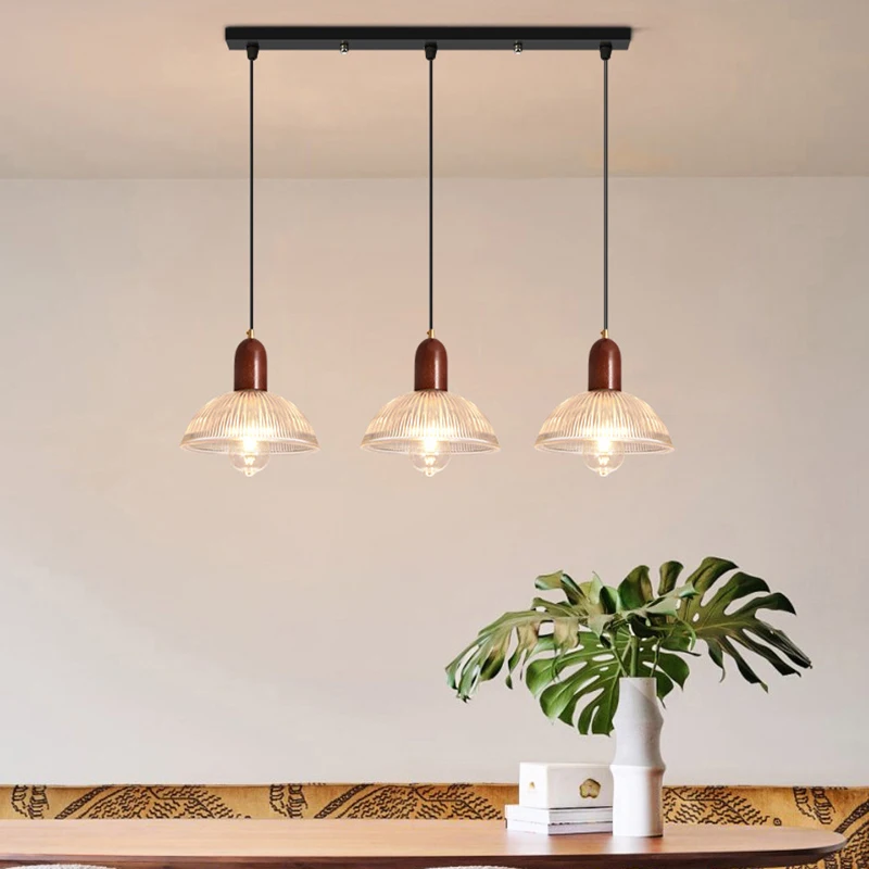 Japanese Retro High-End Iron Glass LED Decor Home Pendant Light Bar ...