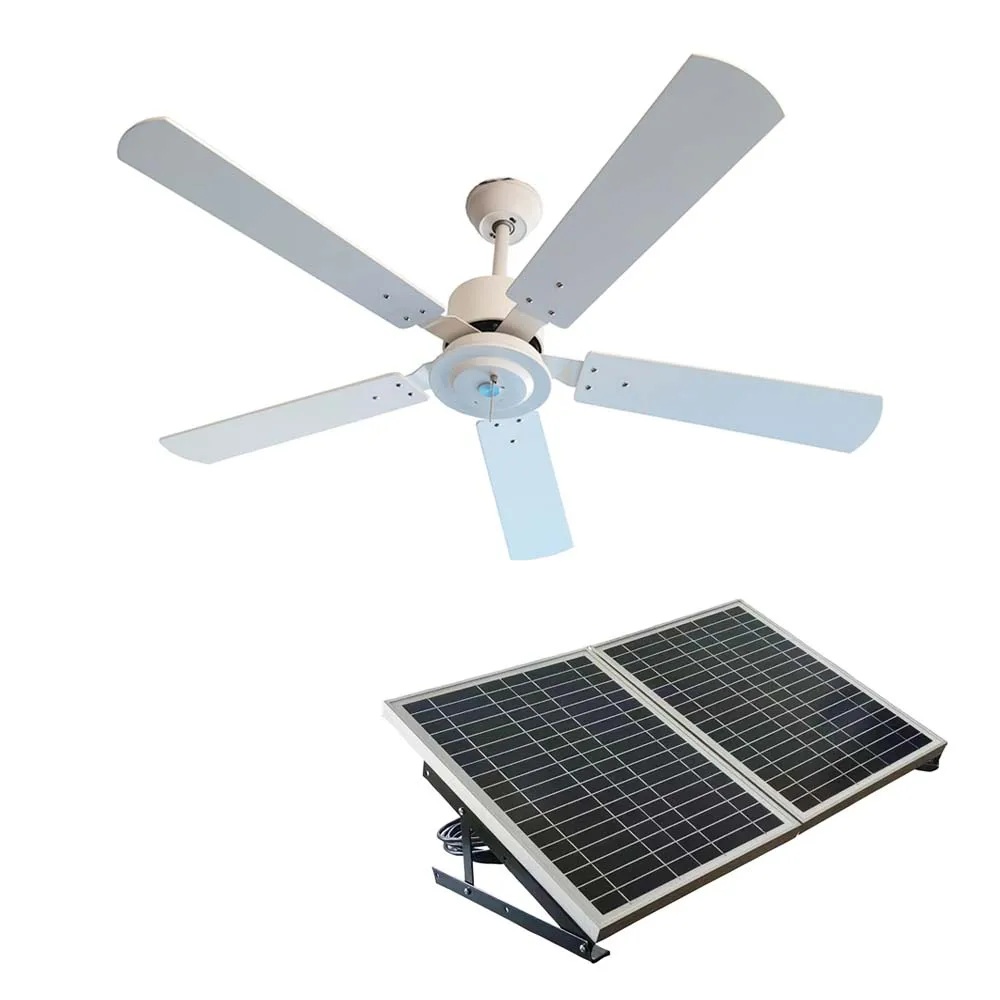 52-Inch-White-Outdoor-Solar-Wooden-Ceiling-Fan-40W-Solar-Panel-For ...