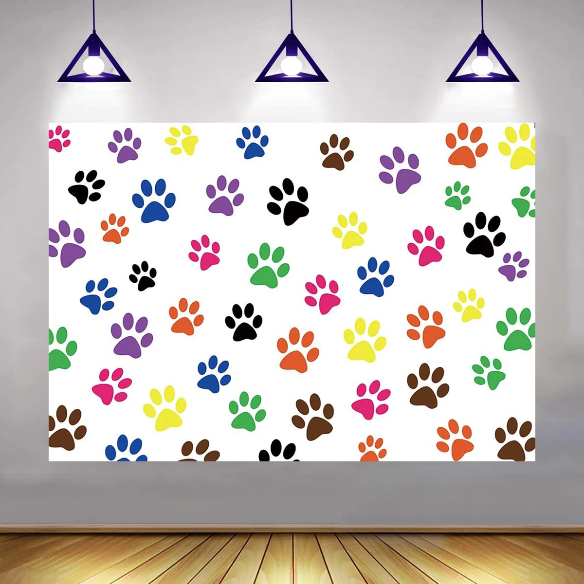 Colorful Paw Prints Themed Photography Backdrop Kids Birthday Party ...