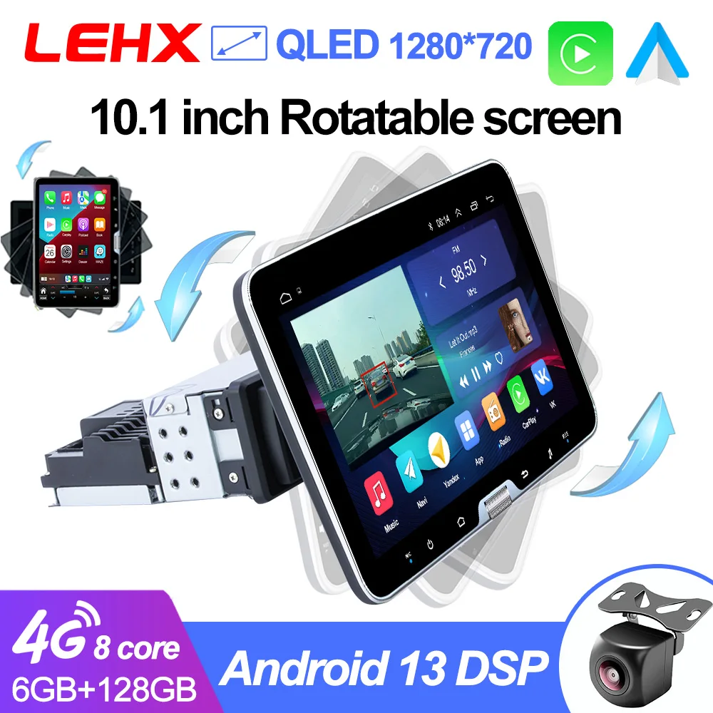 LEHX-L6Pro-8Core-Qled-10-Inch-Rotation-4G-1-Din-Android-13-Car-Radio ...