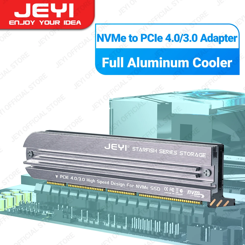 JEYI 데스크탑용 확장 카드, 알루미늄 SSD 방열판 포함, M.2 NVME-PCIe 4.0 3.0 어댑터, NVMe ...