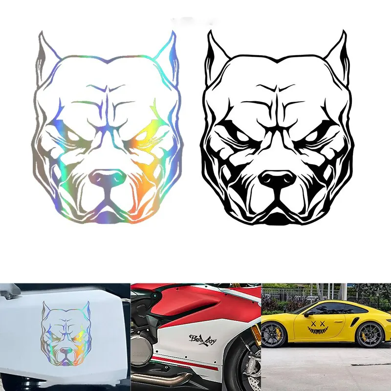 1pcs-Motorcycle-Car-Body-Helmet-Sticker-Laser-Rainbow-Dog-Smile-Badboy ...