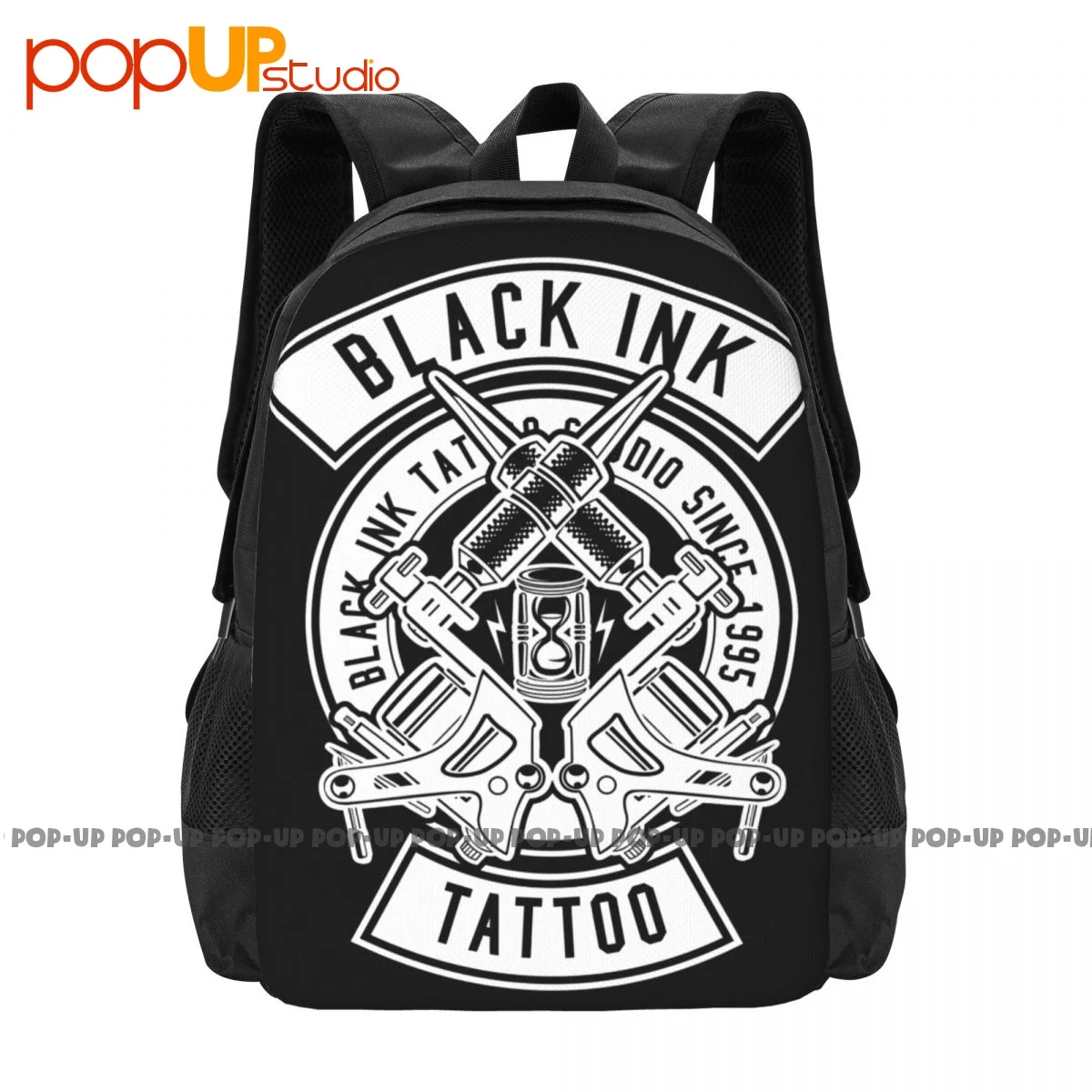 Black Ink Tattoo Studio Backpack Large Capacity School Foldable 3d ...