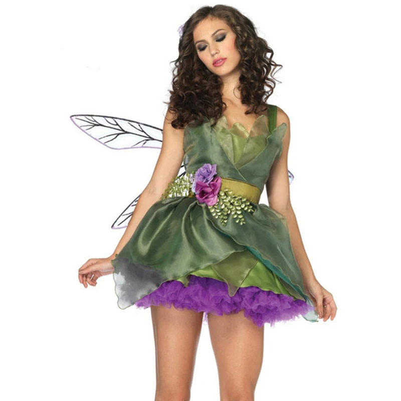 Carnival-Halloween-Lady-Green-Tinker-Fairy-Costume-Forest-Elves-With ...
