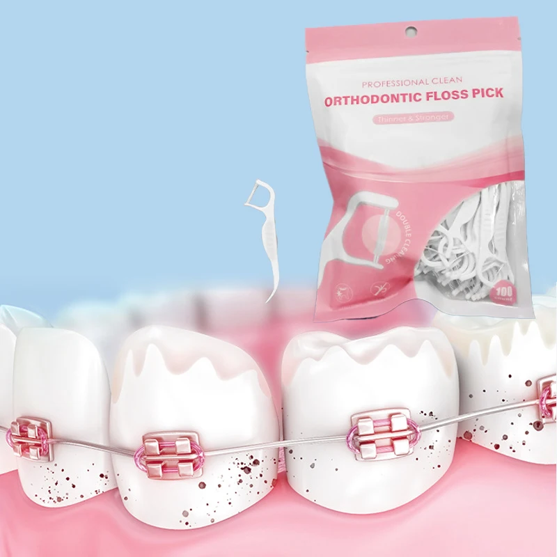 100pcs-Pack-Twin-Line-Orthodontic-Floss-Bar-Dental-Bracket-Steel-Wire ...