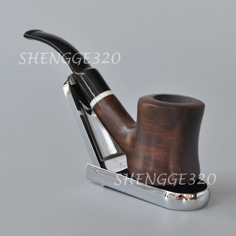 Ebony-Wooden-Tobacco-Pipe-Poker-Style-Freehand-Smooth-Surface-Saddle ...