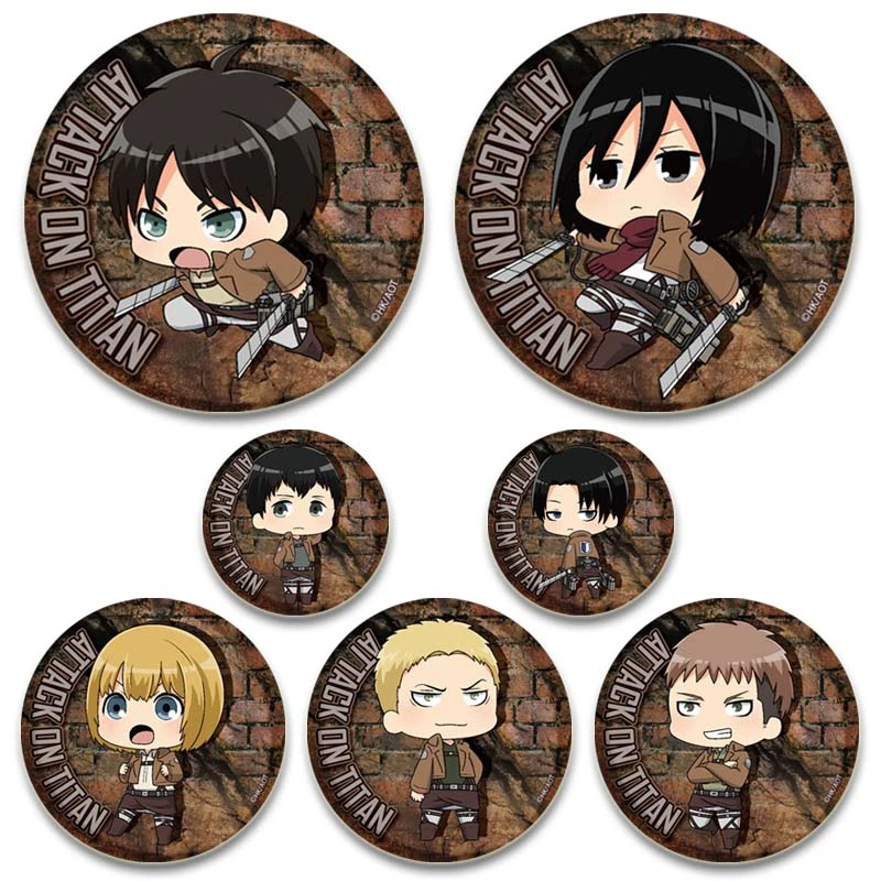 Japanese Anime Attack on Titan Hard Enamel Pins Cute Manga Eren Levi ...