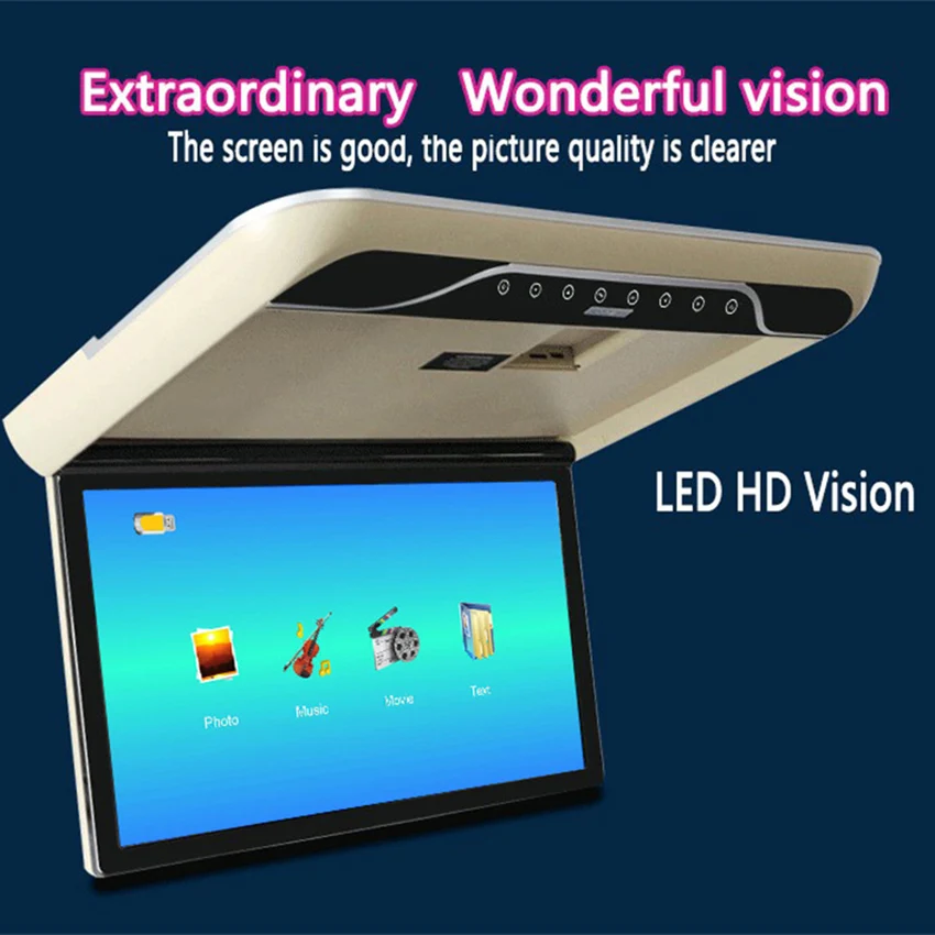 Car Roof 19 inch Monitor 1080P LCD Screen Overhead Multimedia Video ...
