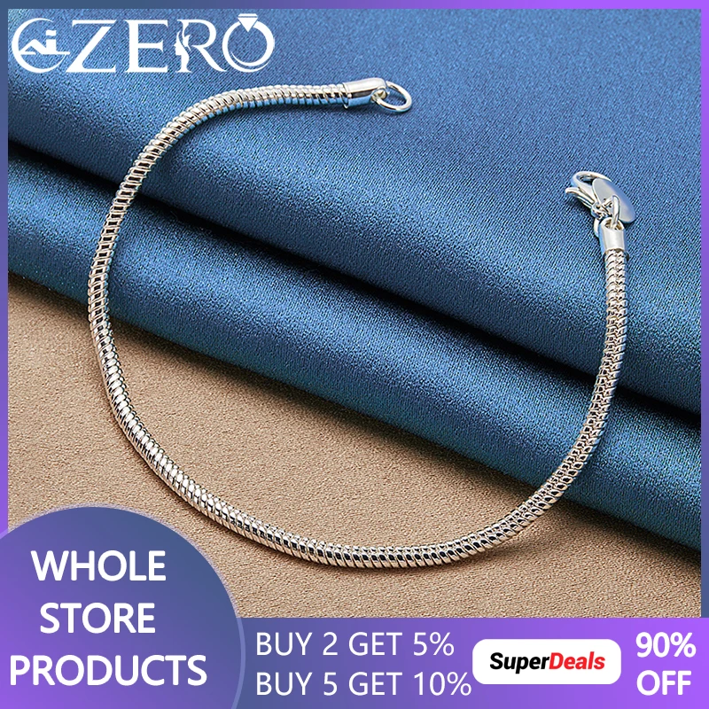 Alizero-925-Sterling-Zilver-3Mm-Slangenketting-Armband-Voor-Vrouwen-Man ...