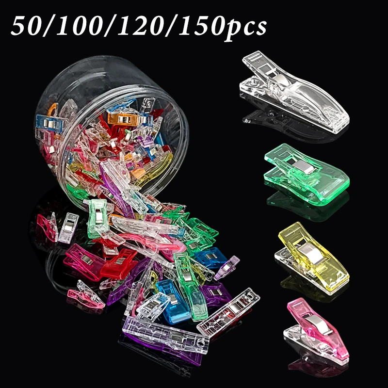 50-100-150pcs-Box-Sewing-Clips-Colorful-Plastic-Clothing-Clips-Holder ...