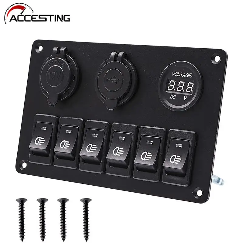 New 6 Buttons LED Rocker Switch Panel Circuit Breakers Waterproof 12V ...
