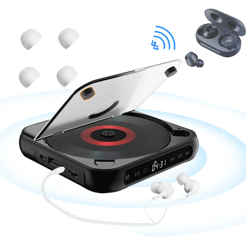 CD-Player-With-5-Playback-Modes-Touchscreen-Headphones-Anti-Skip ...