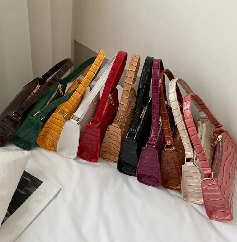 Fashion PU Leather Bags for Women Alligator Pattern Armpit Handbag ...