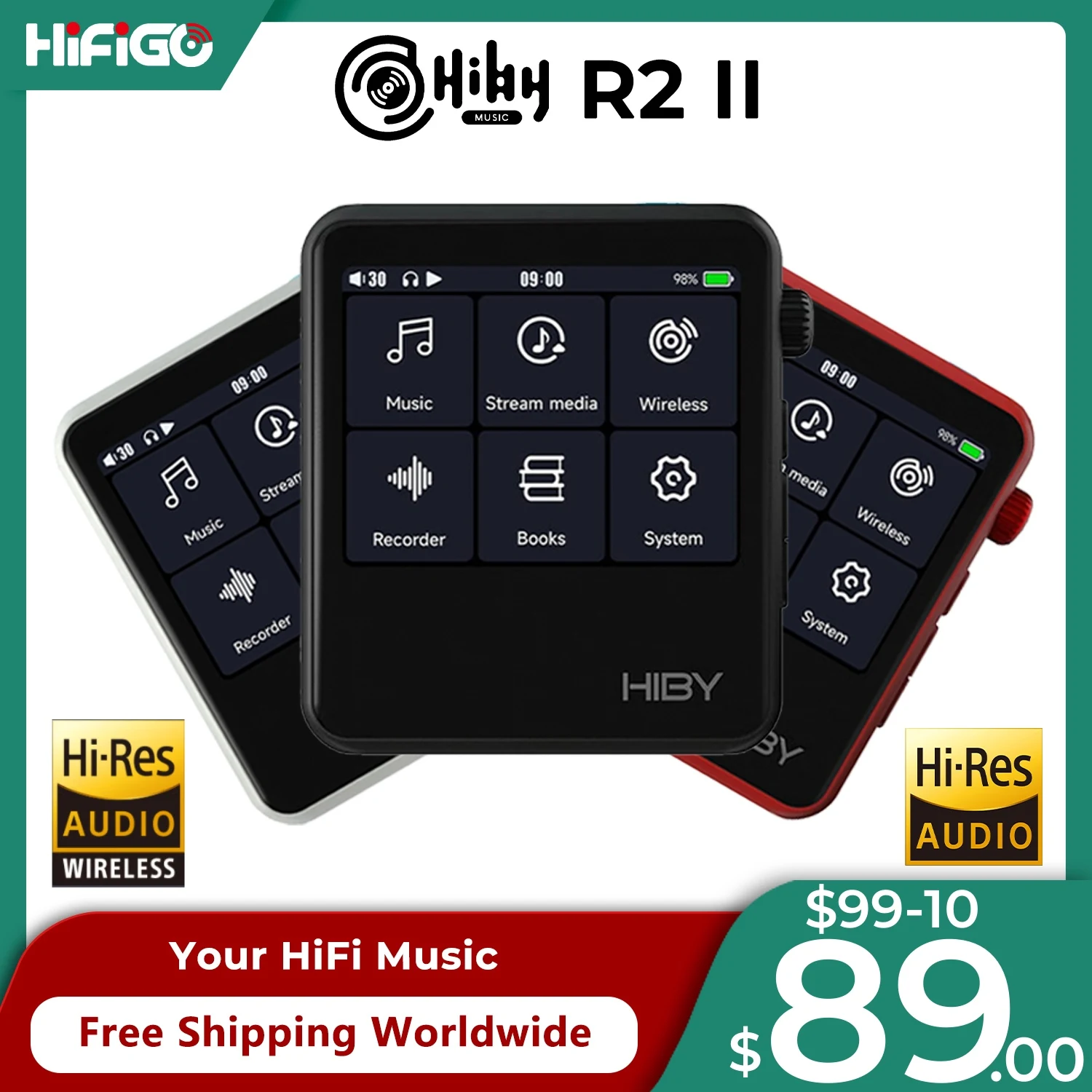 HiBy R2 II /R2 GEN 2 Portable MP3 Bluetooth WiFi Music Player USB DAC MQA LDAC DSD AirPlay Mini ...