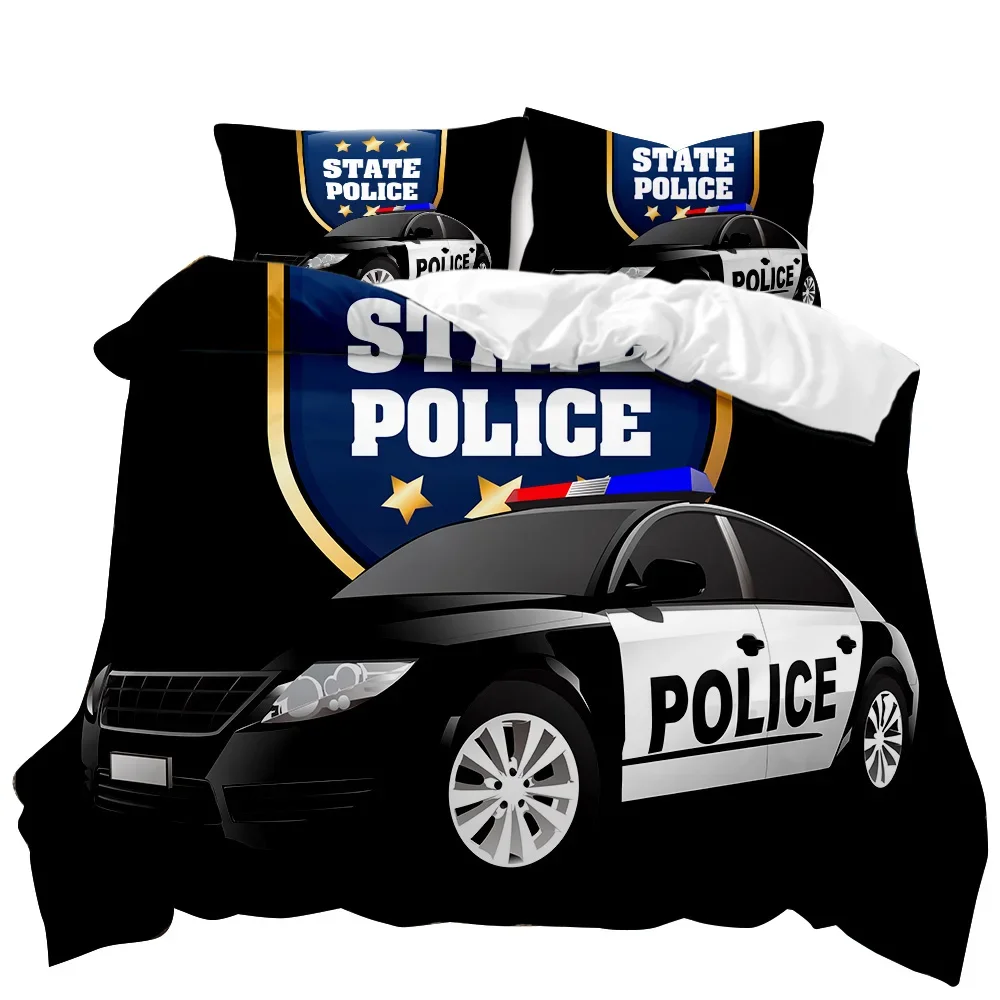 Police-Car-Duvet-Cover-Black-Policeman-Car-Twin-Bedding-Set-Cartoon ...