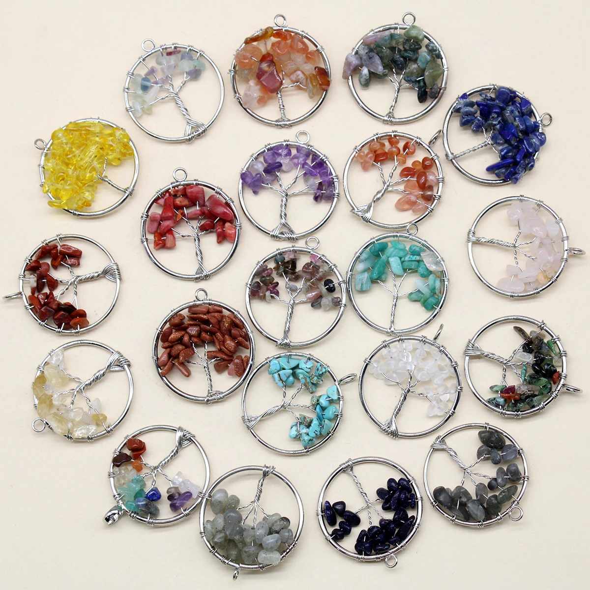 Natural-Stone-30mm-Tree-of-Life-Stone-Pendant-Amethyst-Lapis-Lazuli-7 ...