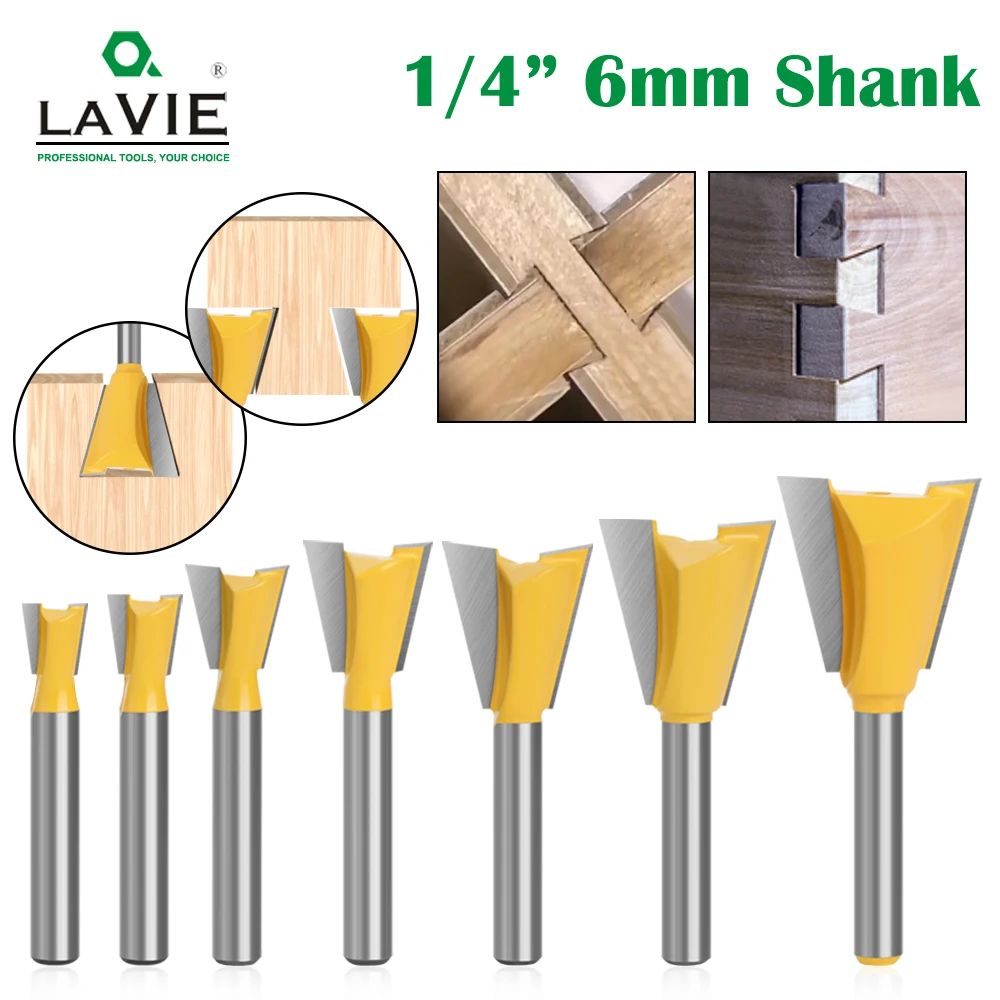 LAVIE-1pcs-6mm-1-4-Shank-Dovetail-Joint-Router-Bit-Set-14-Degree ...