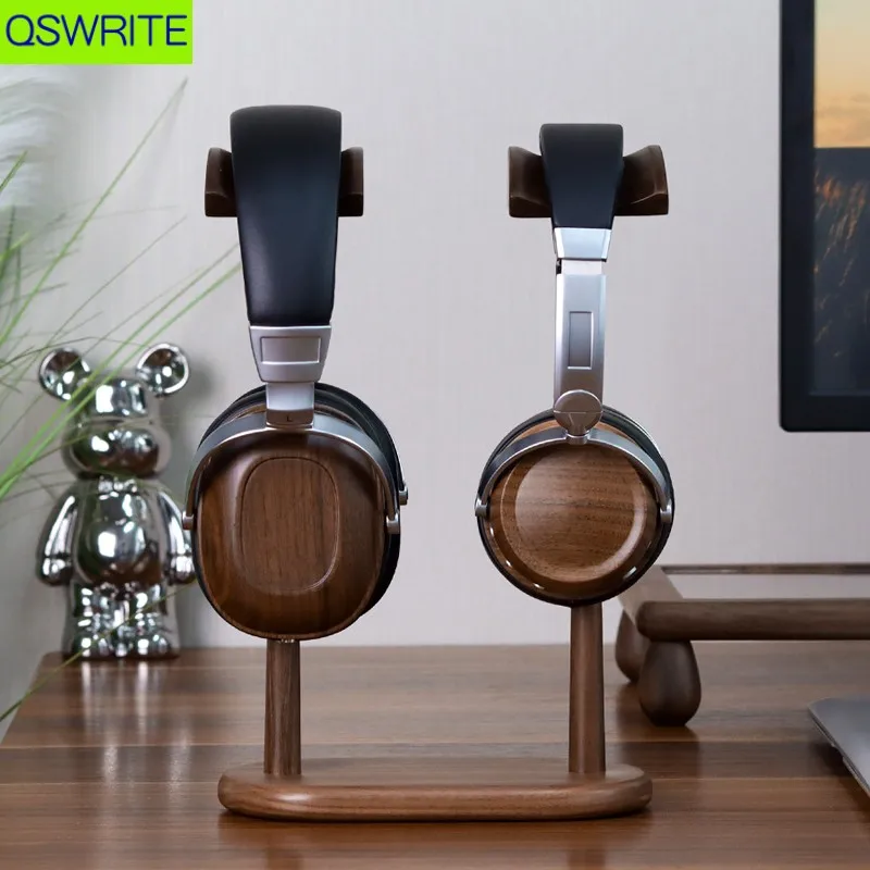QSWRITE-dual-headphone-holder-walnut-wood-two-headphone-hanger ...