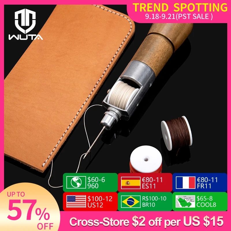 WUTA-punzón de costura de cuero, Kit de herramientas de máquina de coser a mano, costura ...