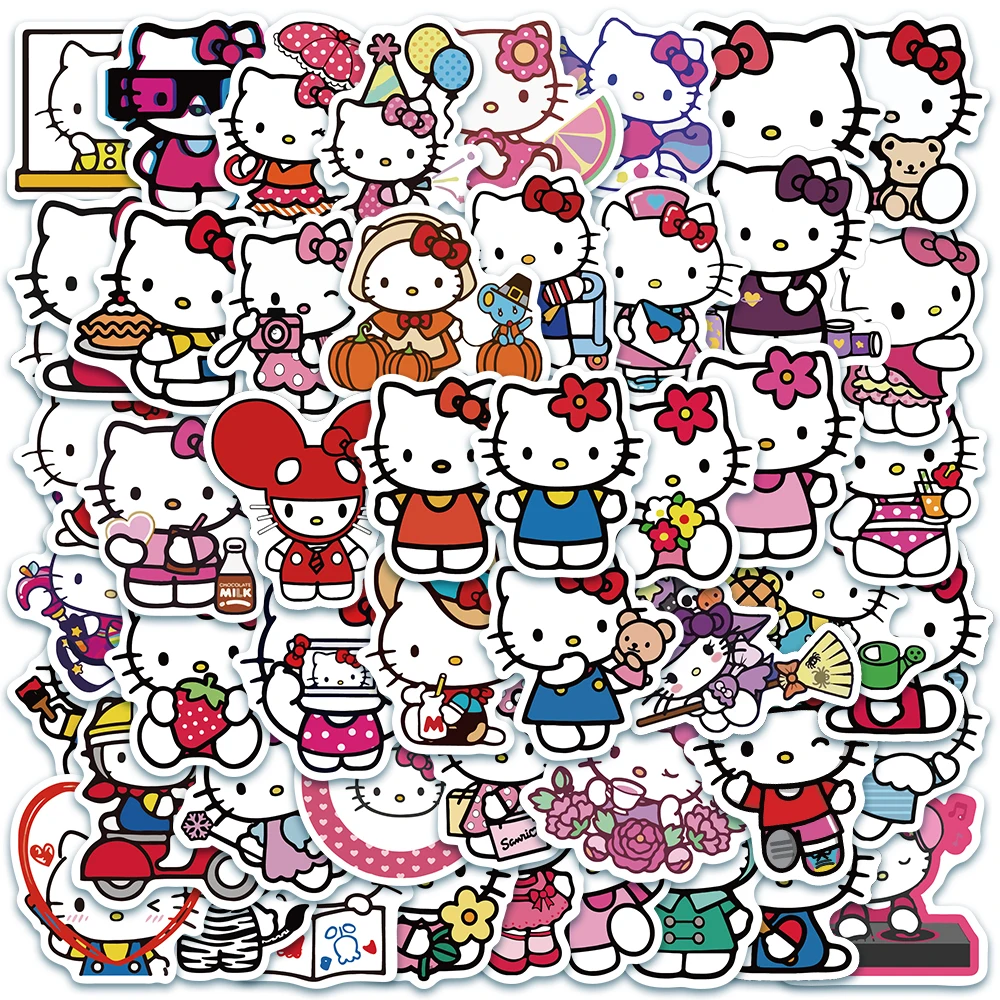 50-100pcs-Sanrio-Pink-Hello-Kitty-Anime-Stickers-Kawaii-Cat-Girls ...