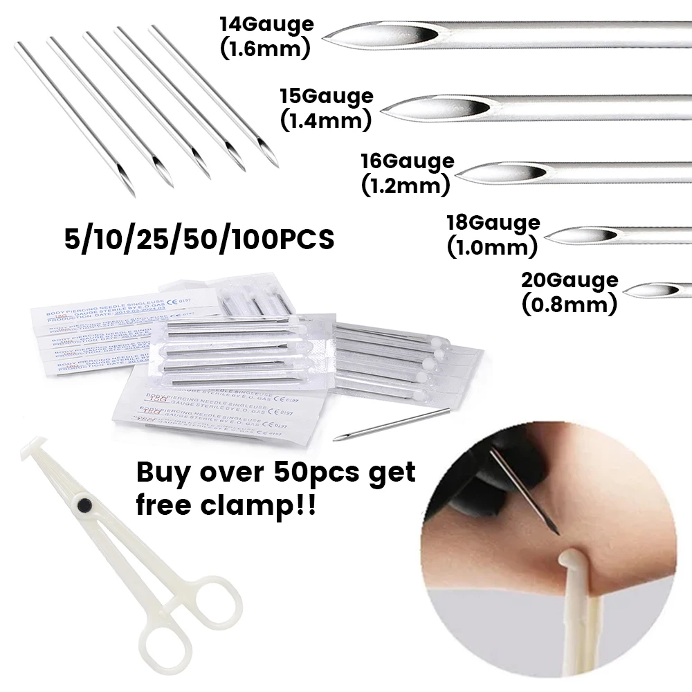 14-15-16-18-20G-Disposable-Piercing-Needles-Stainless-Steel-Body ...