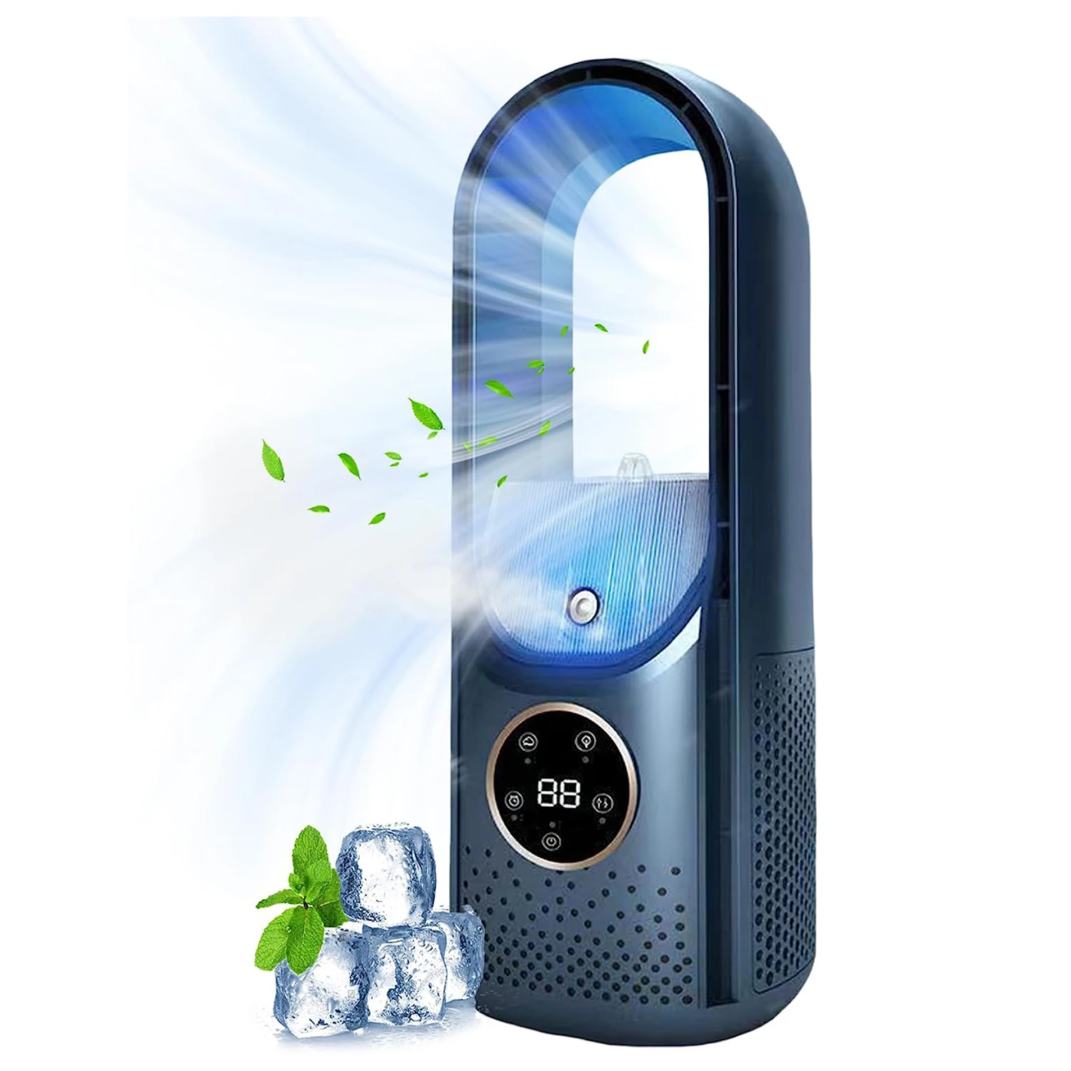 Portable-Bladeless-Fans-Air-Cooler-LED-Display-6-Speed-Silent-Desktop ...