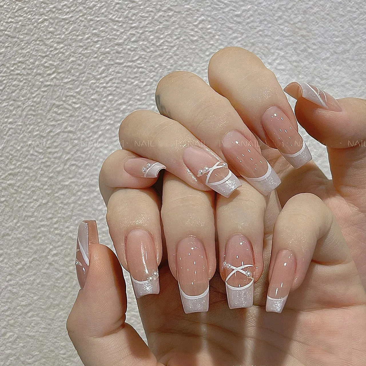 10pcs-Aurora-Coffin-Handmade-Press-on-Nails-Pink-Cat-Eye-Diamond ...