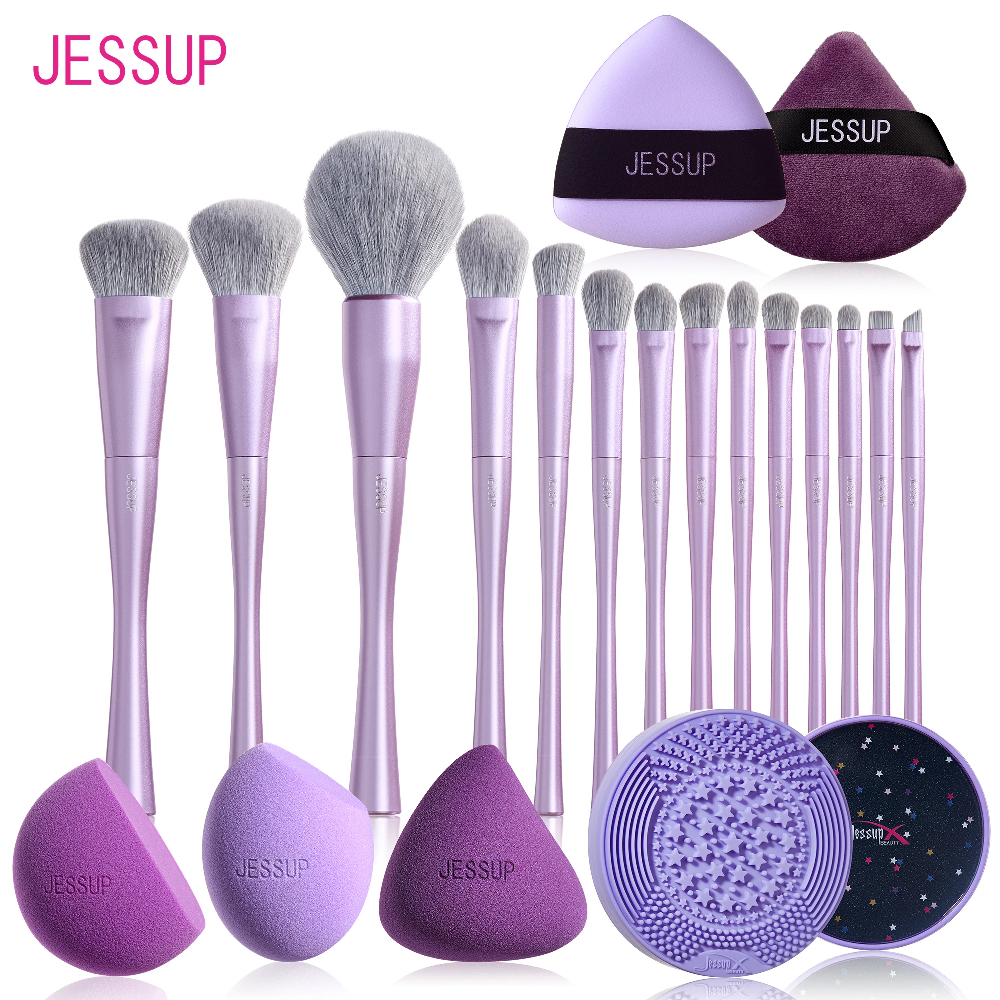 Jessup Makeup Brushes Set 4/7/10/14 With Sponges Puff MakeUp Brush,Face ...