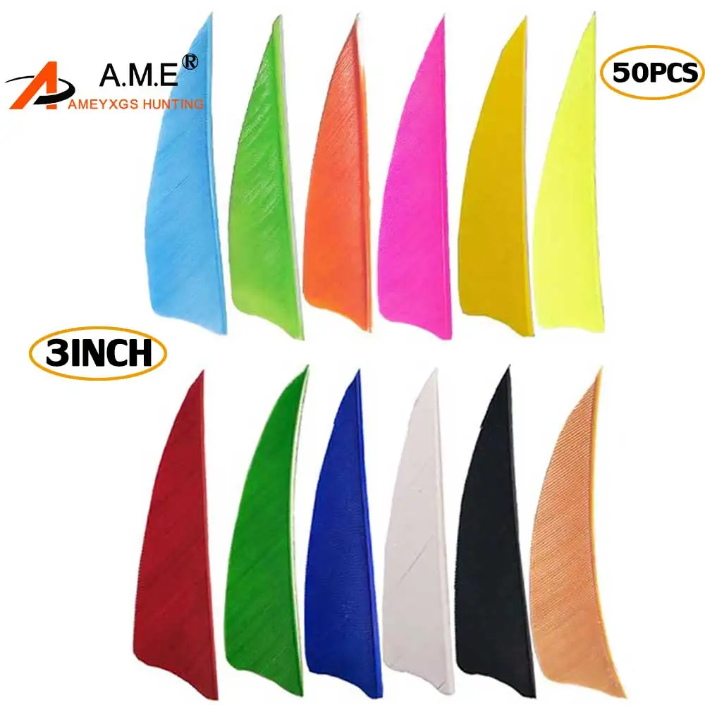 50pcs 3 inch Arrow Feathers R/L Wing Shield Natural Turkey Vane Bow ...