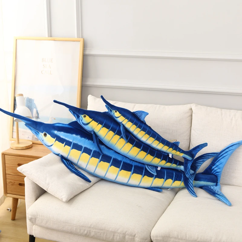 Big Size Simulation Fish Toy Stuffed Soft Plush Lifelike Blue Marlin ...