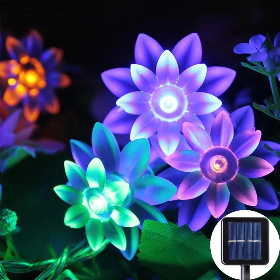 12m 100LED Solar Lotus String Lights Decoration Christmas New Year's ...
