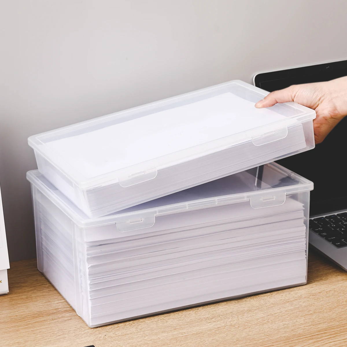 WORTHBUY-Plastic-Organizer-Box-For-Office-Supplies-Clear-A4-Paper ...