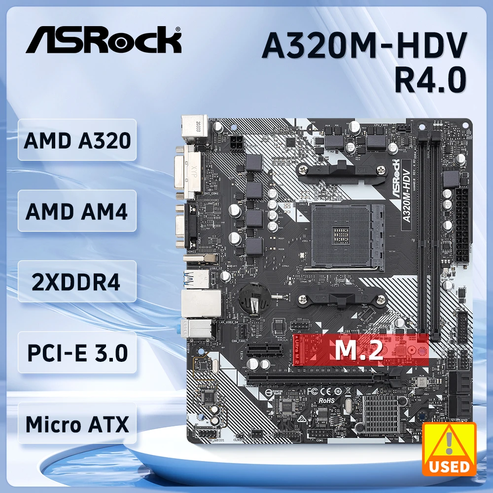 Motherboard-A320-A320M-Motherboard-ASROCK-A320M-HDV-R4-0-AM4-DDR4-32GB ...