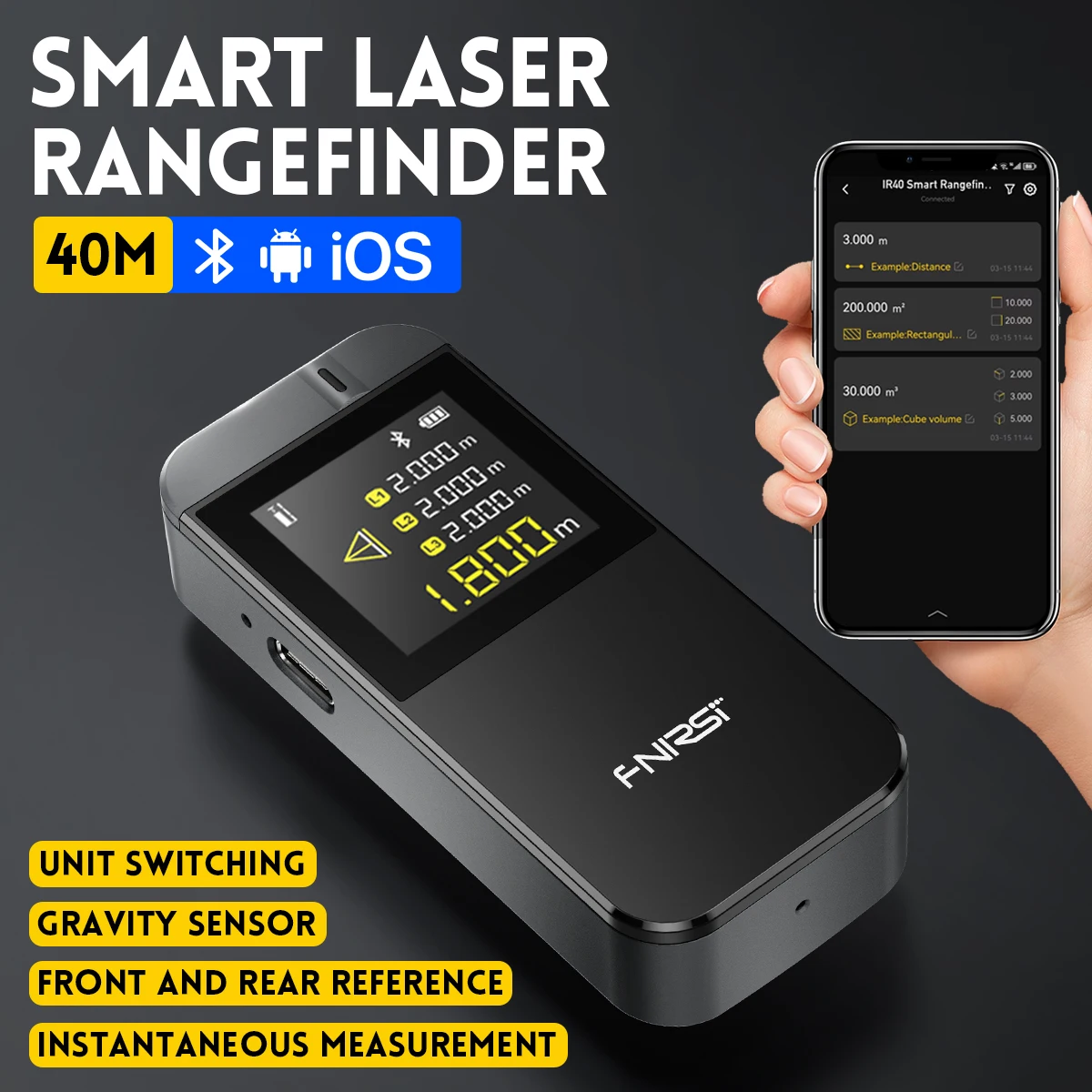FNIRSI-IR40-Smart-Laser-Rangefinder-40M-Grey-Digital-Laser-Rangefinder ...