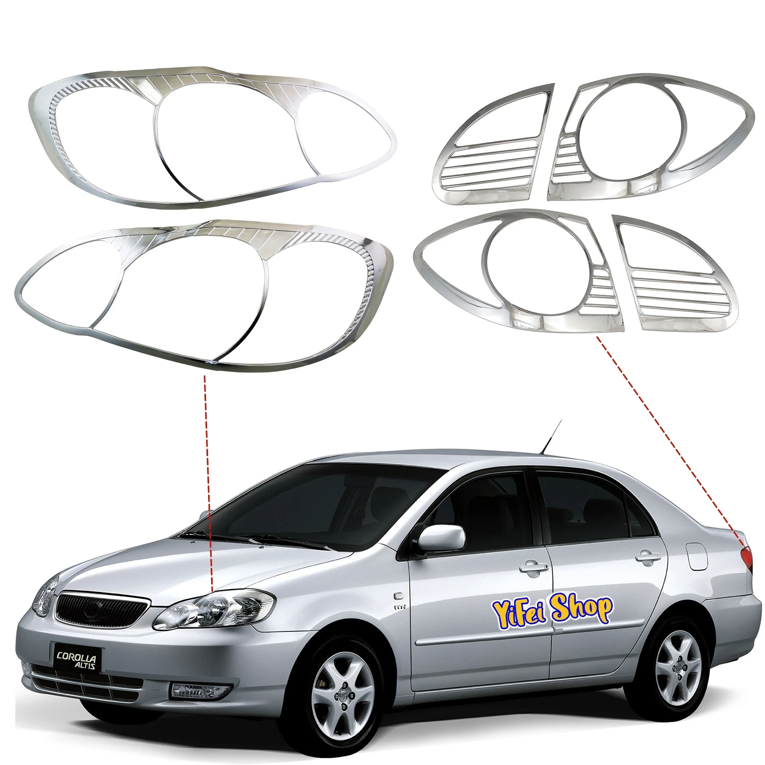 New Car ABS Chrome Accessories Plated Head Tail Lamp Cover Trim Paste ...