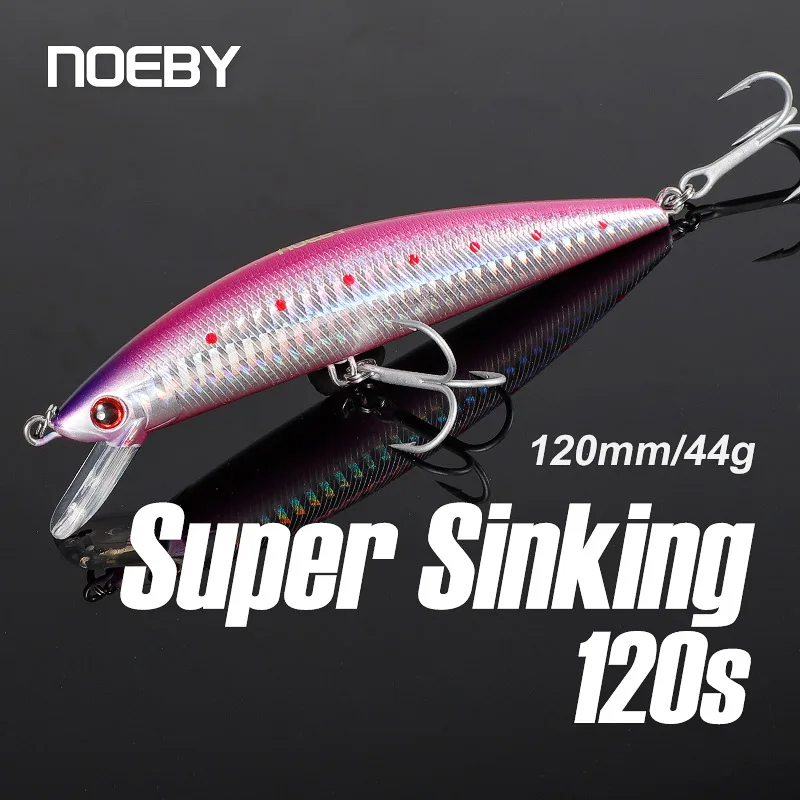 Noeby 120mm 44g Heavy Sinking Minnow Fishing Lure Long Casting Wobbler ...