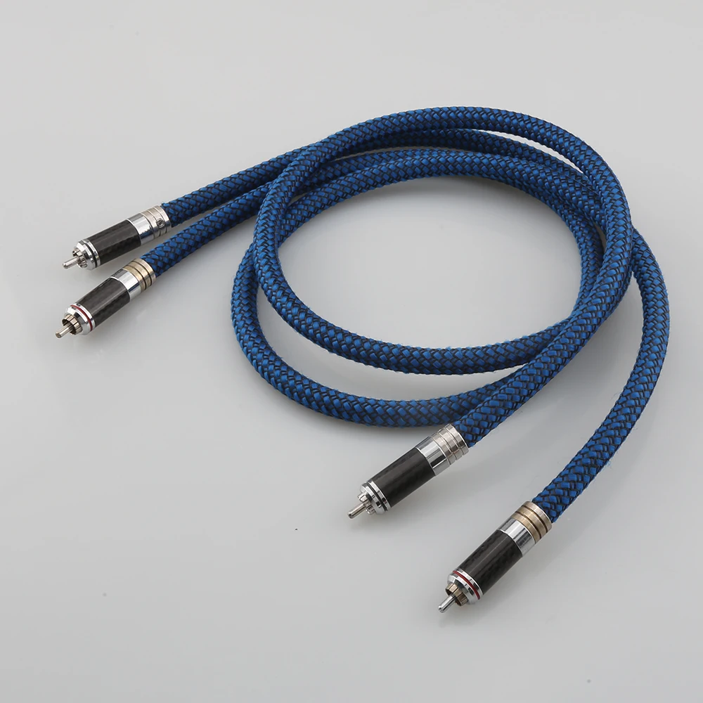 Pair-6N-Silver-Plated-RCA-Audio-Cable-With-Carbon-Fiber-2-RCA-to-2RCA ...