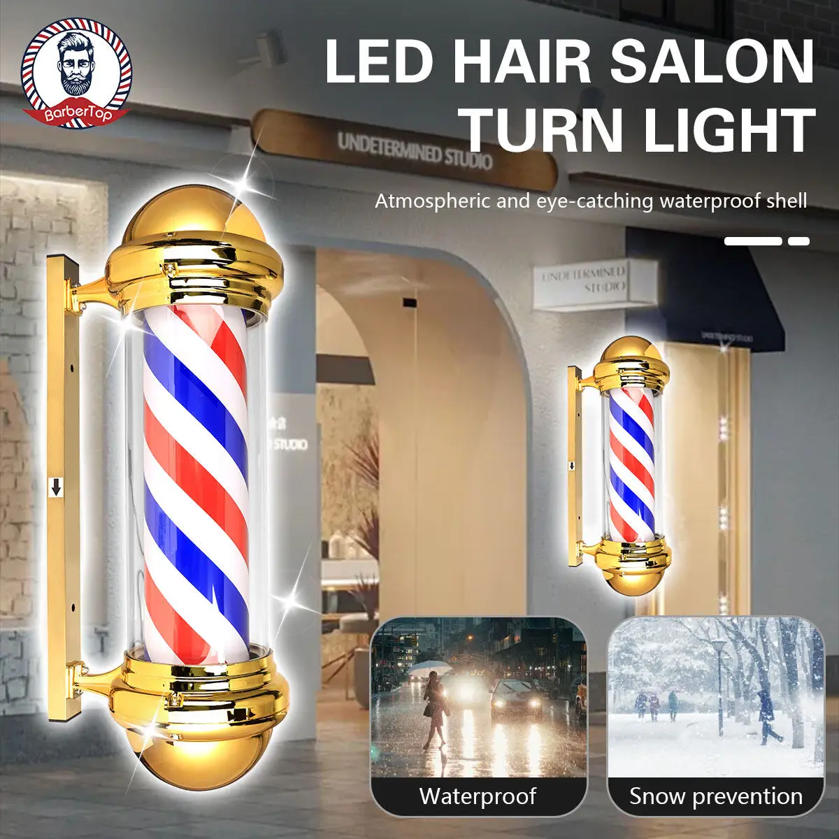 Barber Shop Cylindrical Rotating Sign Light Outdoor Hairdressing ...