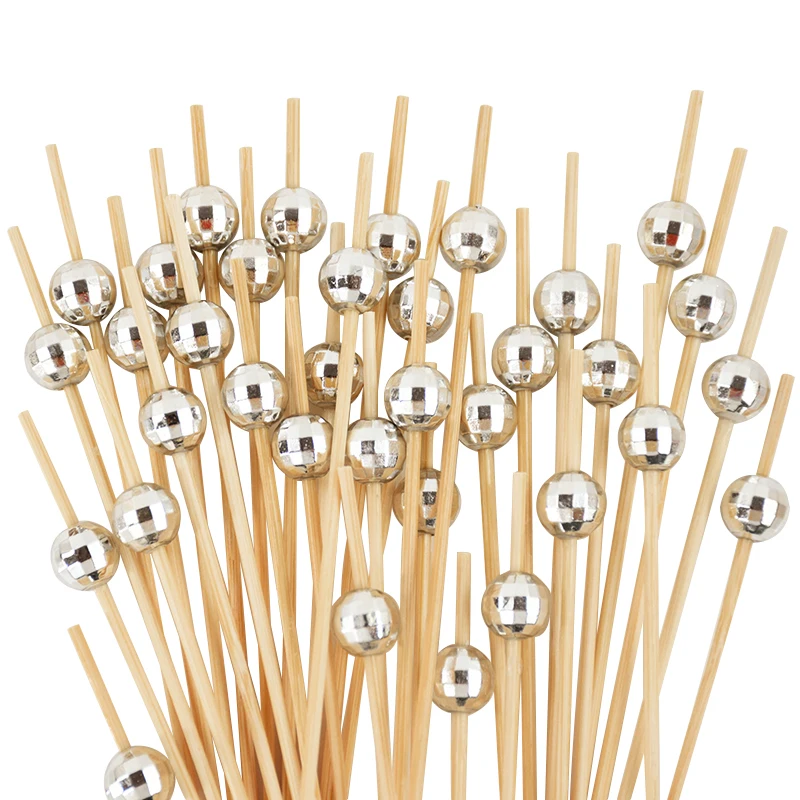 100Pcs-Disco-Ball-Cocktail-Picks-Disposable-Bamboo-Buffet-Food-Dessert ...