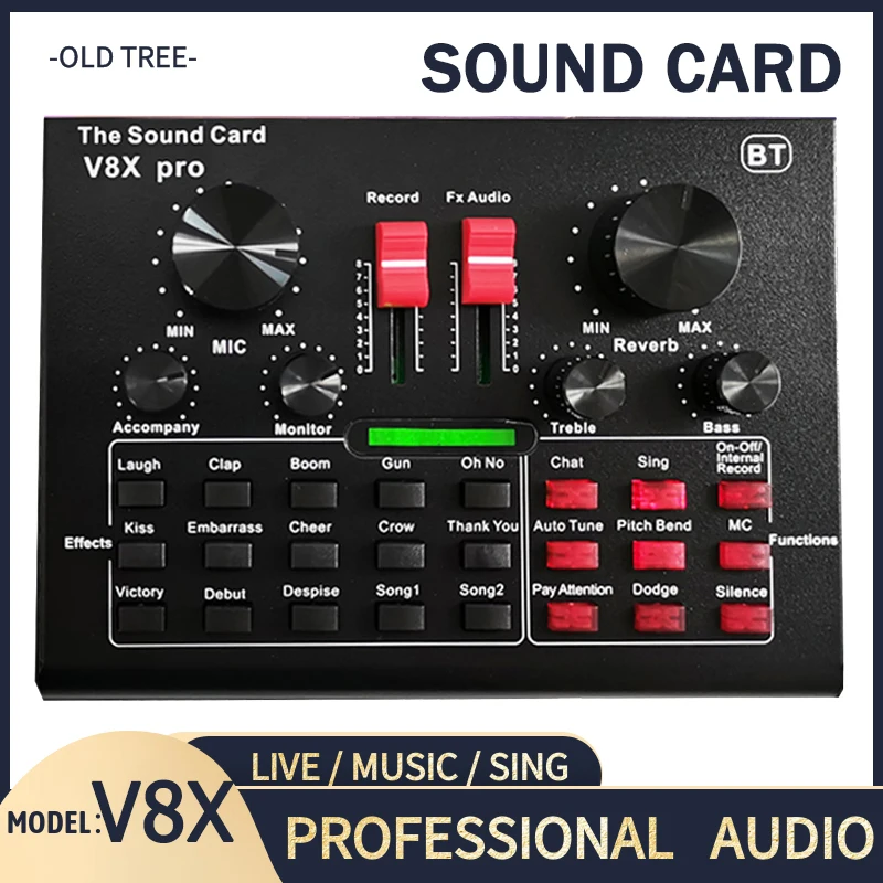 V8X-Pro-Bluetooth-Live-Sound-Card-USB-Mixer-Studio-Record-Professional ...