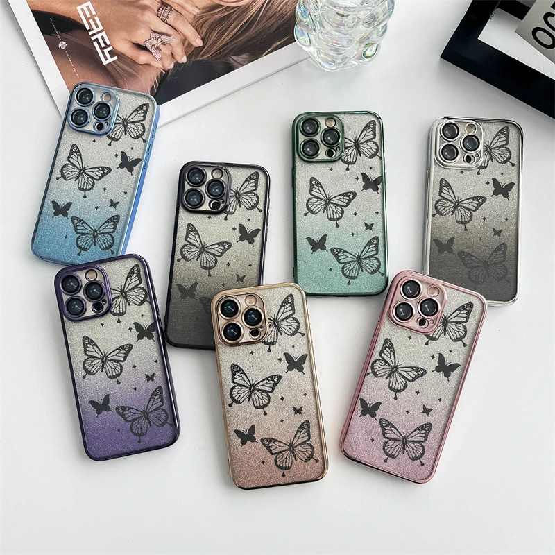 Electroplated-Border-Glitter-Paper-Butterfly-Phone-Case-Suitable-for ...