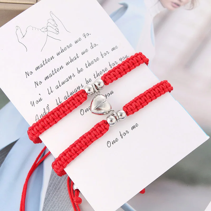2Pcs/Pair Romantic Couple Bracelet Handmade Braided Lucky Red Thread ...